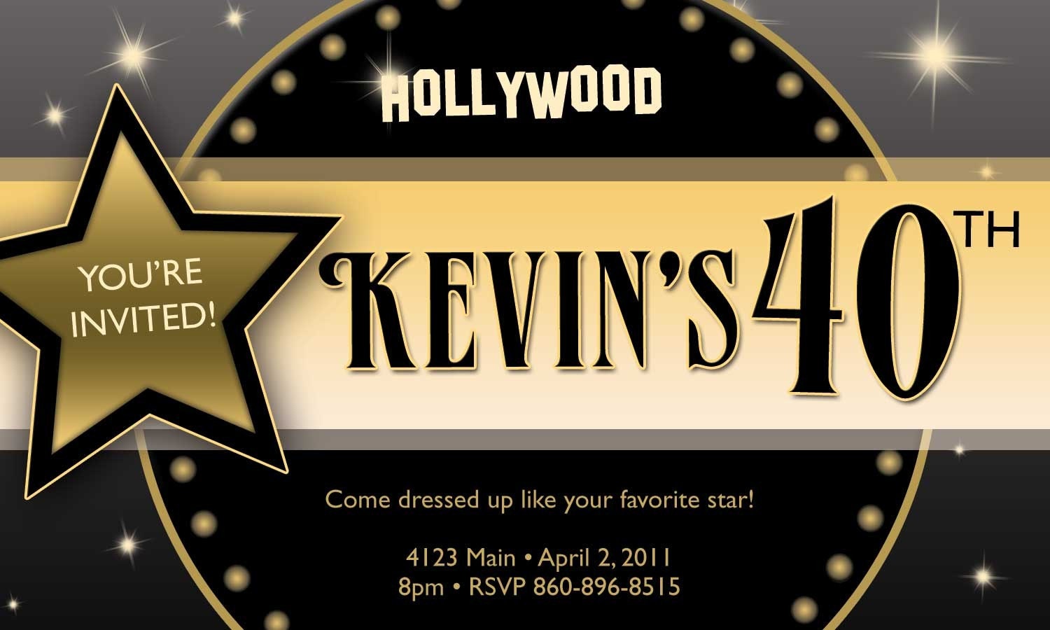 Custom Personalized Hollywood Theme Birthday Party Invitation Digital ...