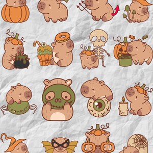 Capybara Cute PNG, Halloween PNG, Pumpkin, Ghost, 16 Pngs, Animals Art ...