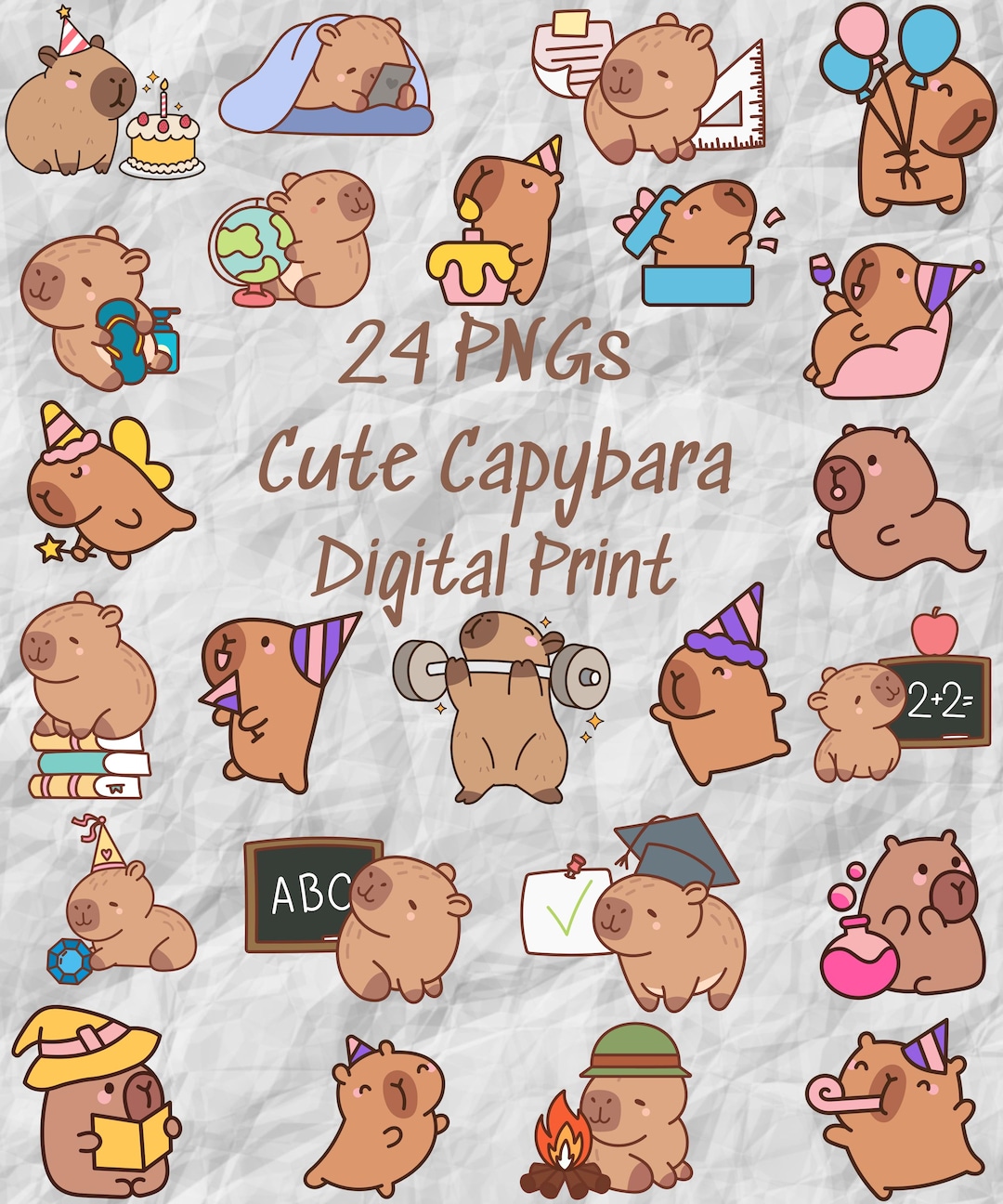 Adorable Capybara Clip Art, Capybara Cute PNG, Lovely PNG, Lovable ...