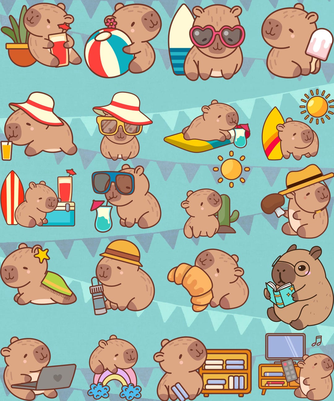 Capybara Clip Art, Capybara Cute PNG, Lovely PNG, Picnic Pngs, Vacation ...
