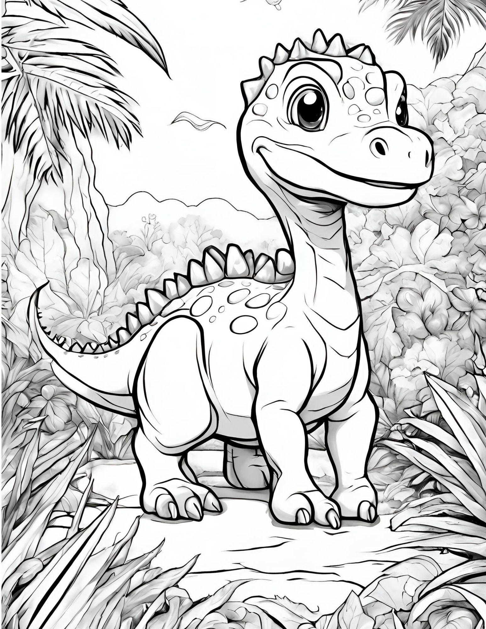 Cute Dinosaur and Dragon Coloring Pages. Instant Printable Pdf Coloring ...