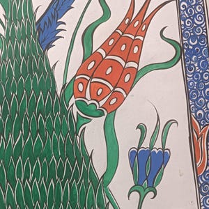 Stylized Cypress Tree. Ottoman Tile Pattern. 100 Percent Handmade Mural ...