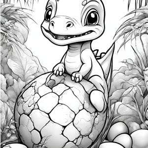 Cute Dinosaur and Dragon Coloring Pages. Instant Printable Pdf Coloring ...