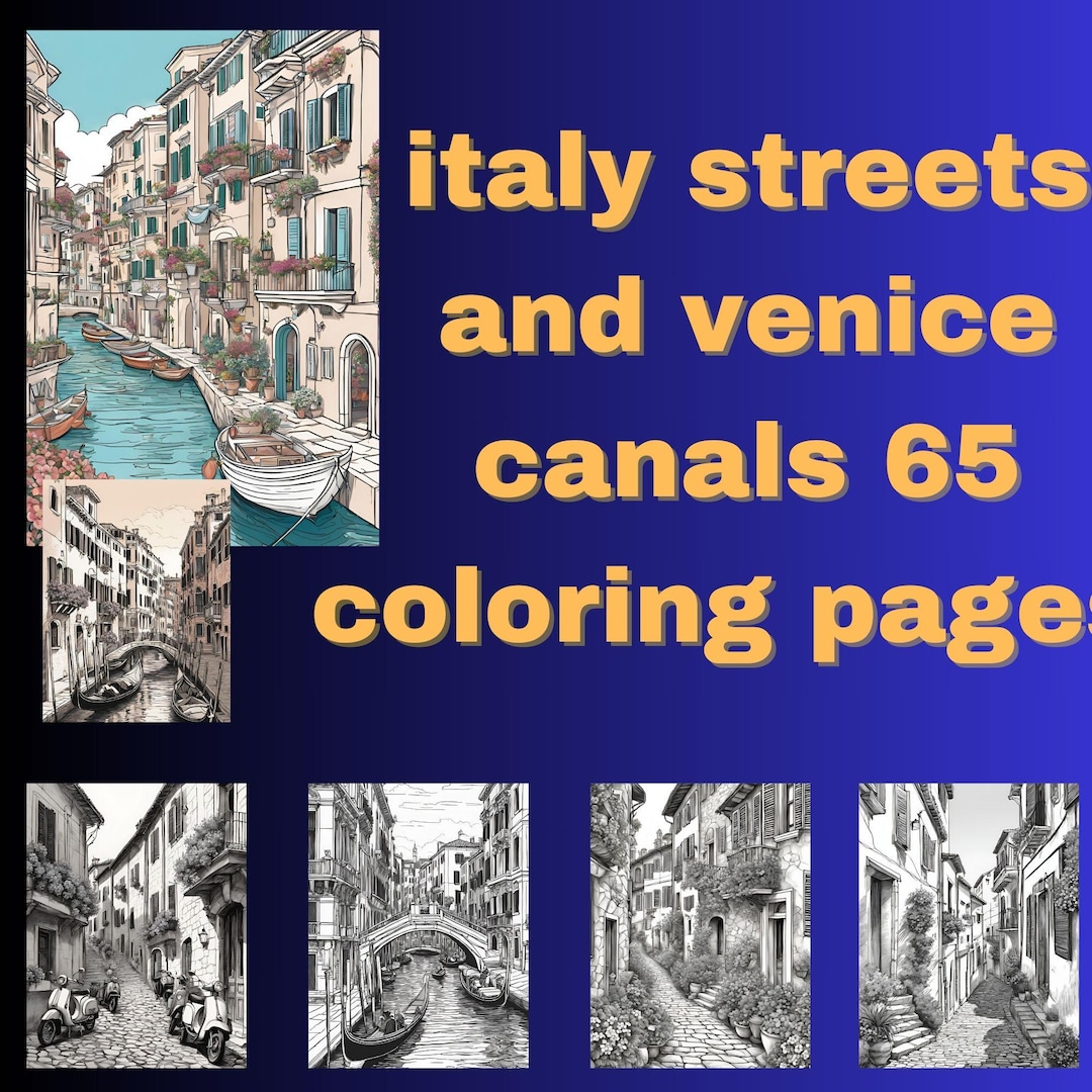 Streets of Italy and Canals of Venice 65 Coloring Pages, Instant ...