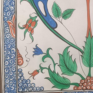 Stylized Cypress Tree. Ottoman Tile Pattern. 100 Percent Handmade Mural ...