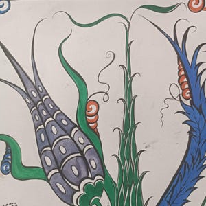 Stylized Cypress Tree. Ottoman Tile Pattern. 100 Percent Handmade Mural ...