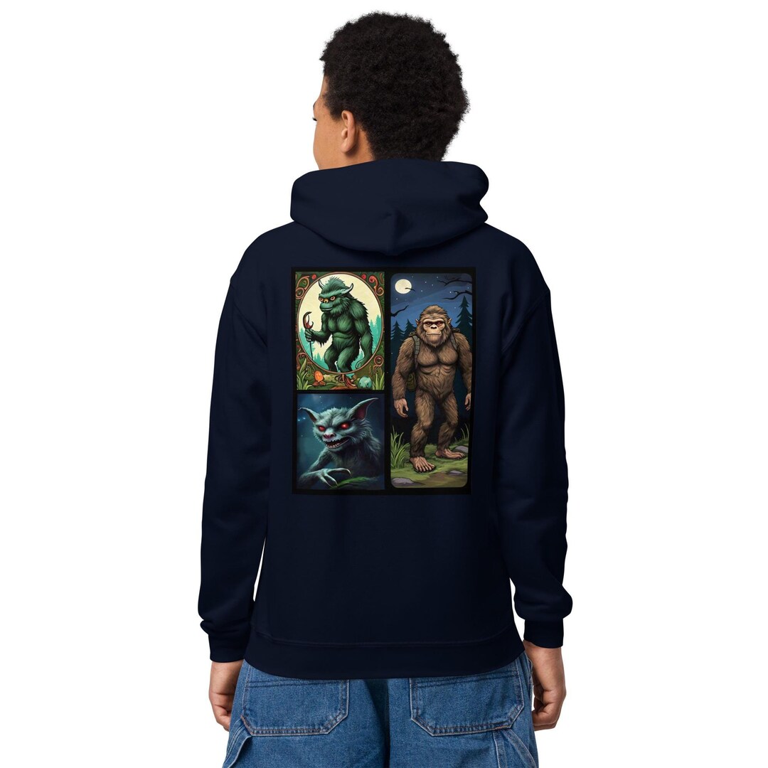 Youth Bigfoot Hoodie Kids Cryptid Creatures Hoodie Chupacabra Hooded ...