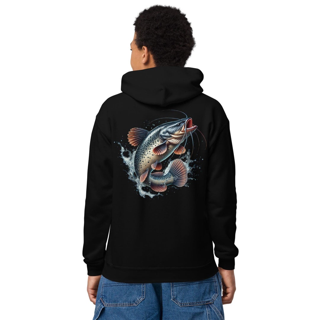 Youth Fishing Hoodie Fresh Water Catfish Pullover Kids Wishin Fishin ...