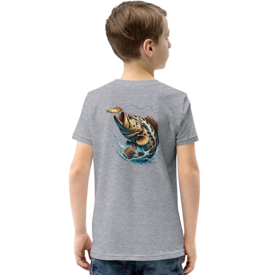 Youth Grouper Fishing T-shirt Ocean Lovers Shirt Kids Fishing Tee Child ...