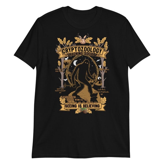 Cryptozoology Tracking Society Tee Black/moon Cryptic Shirt - Etsy