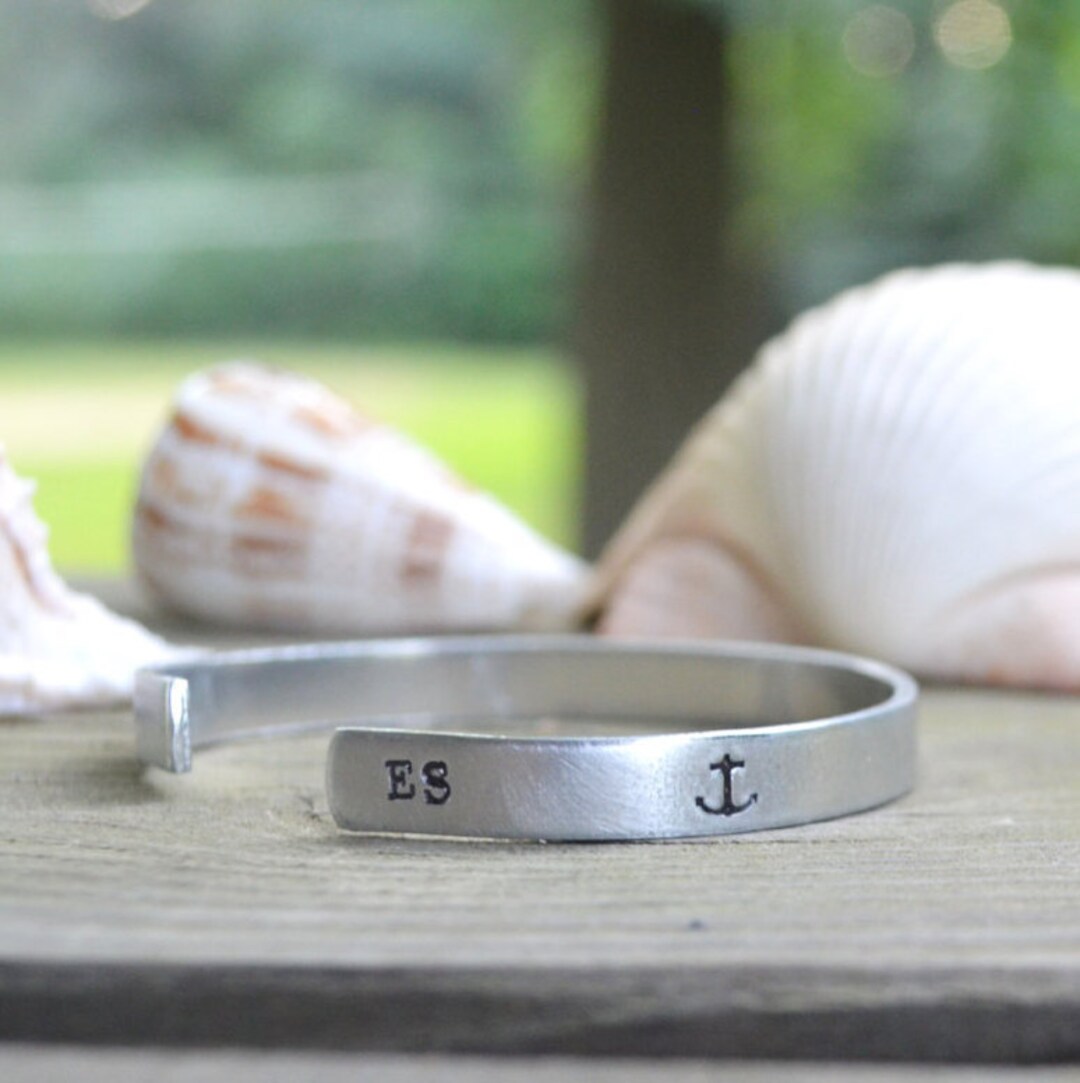 Personalized Anchor Cuff Bracelet - Monogram - Initial - Initials ...