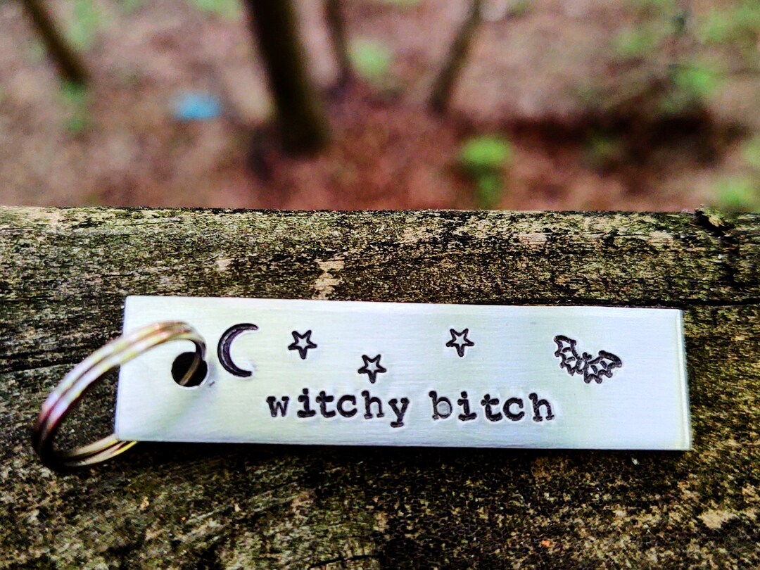 Witchy Bitch Keychain . Funny Best Friend Gift . Witch Keychain . Moon ...