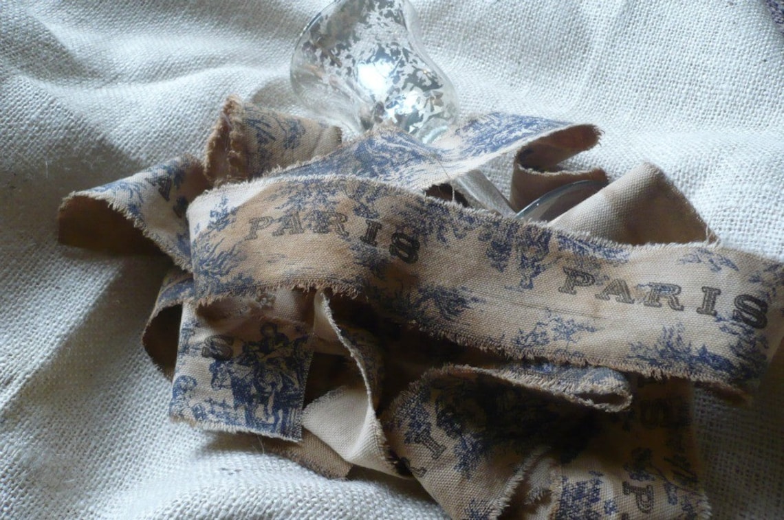 Vintage French Blue Toile Handmade Ribbon - Etsy