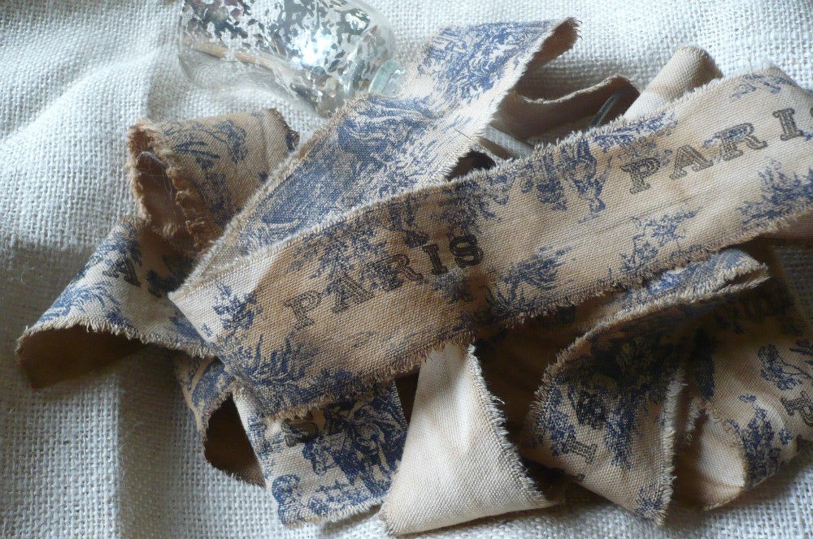 Vintage French Blue Toile Handmade Ribbon - Etsy