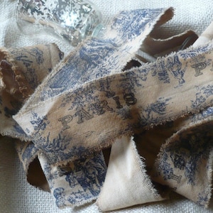 Vintage French Blue Toile Handmade Ribbon - Etsy