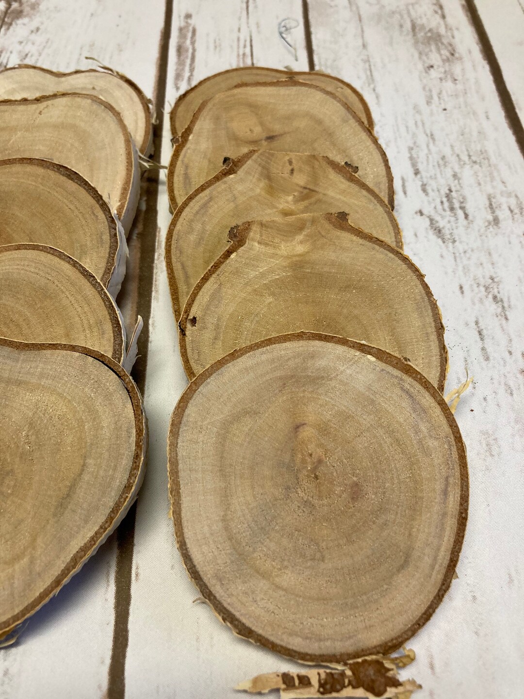 SET of FIFTEEN Wooden Birch Rounds, Christmas Crafting Ideas, Natural ...