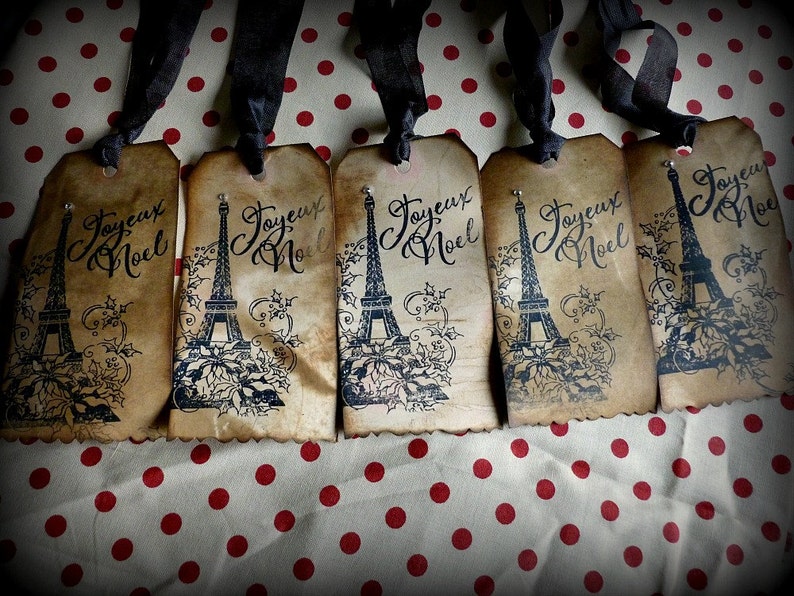 French Vintage Inspired Gift Tag - Set of Five - Your Choice of Color ...
