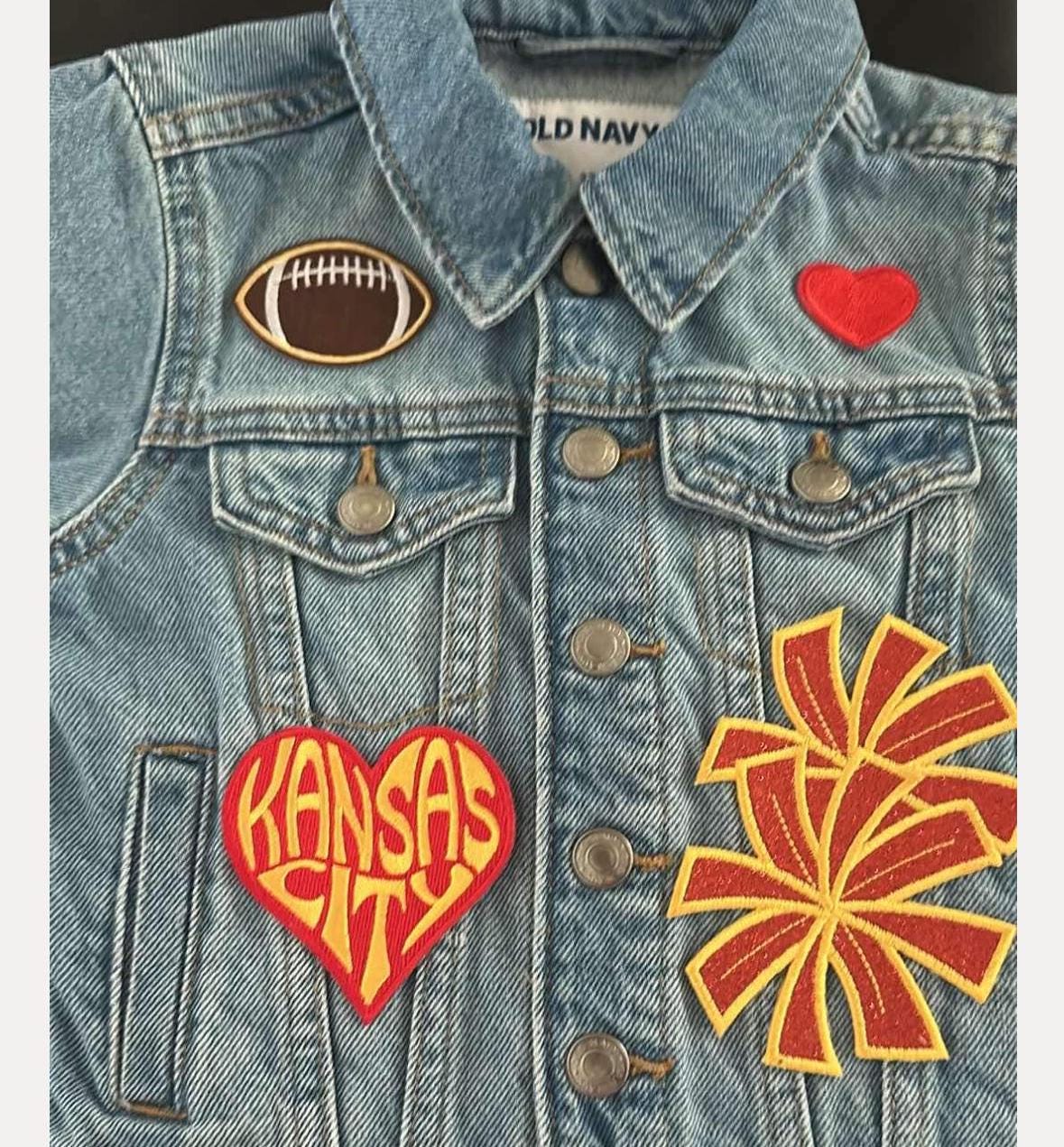 Personalized Kansas City Chiefs Jean Jacket. Toddler Teens Custom Made ...