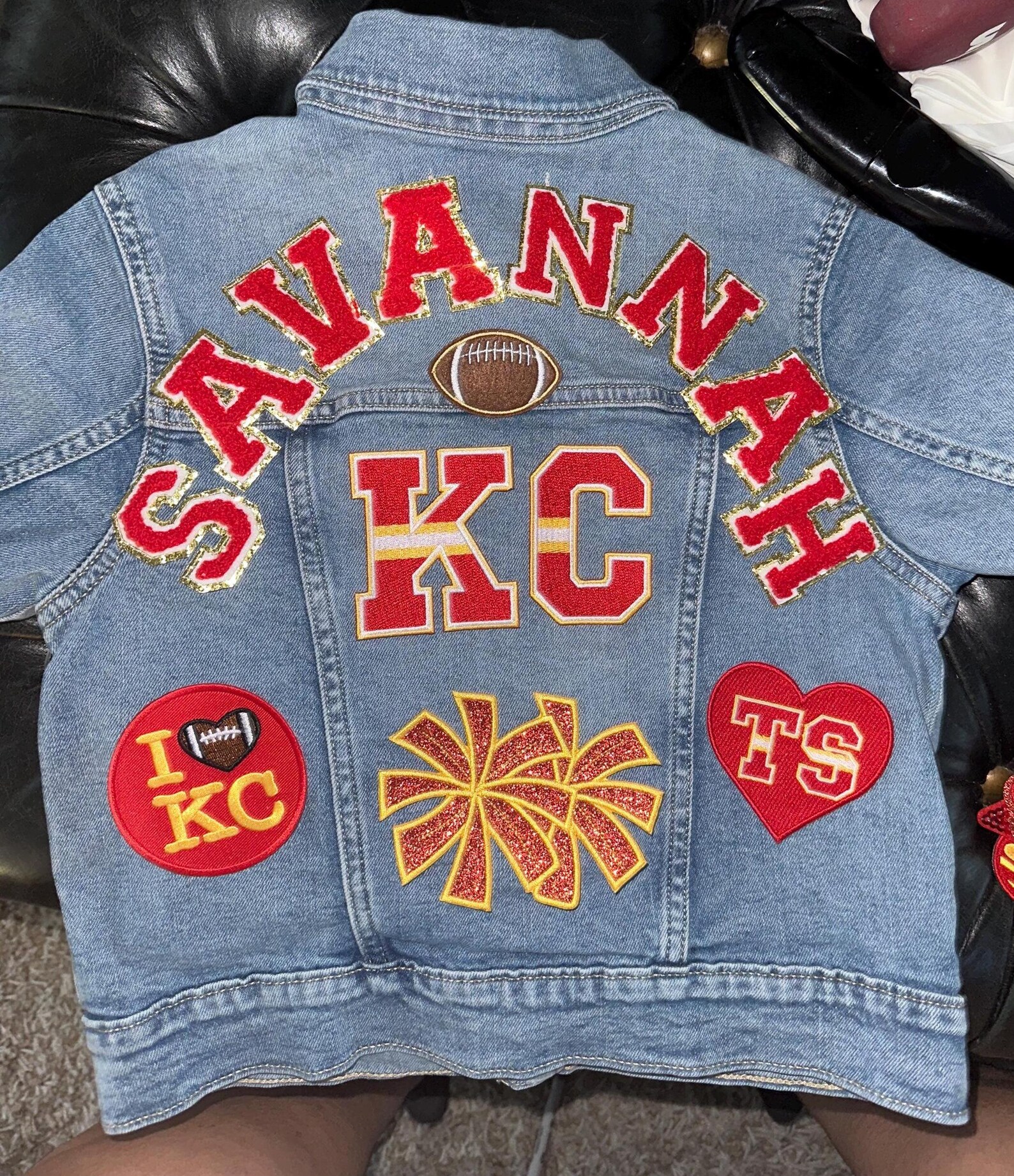 Personalized Kansas City Chiefs Jean Jacket. Toddler Teens Custom Made ...