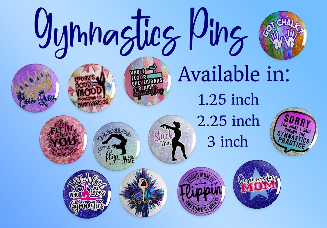 Gymnastics Buttons / Gymnast Pins / Gymnast Gifts / Gymnast Rewards ...