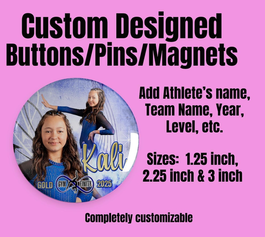 Custom Sports Buttons / Gymnastics Buttons / Gymnast Pins / Gymnast ...