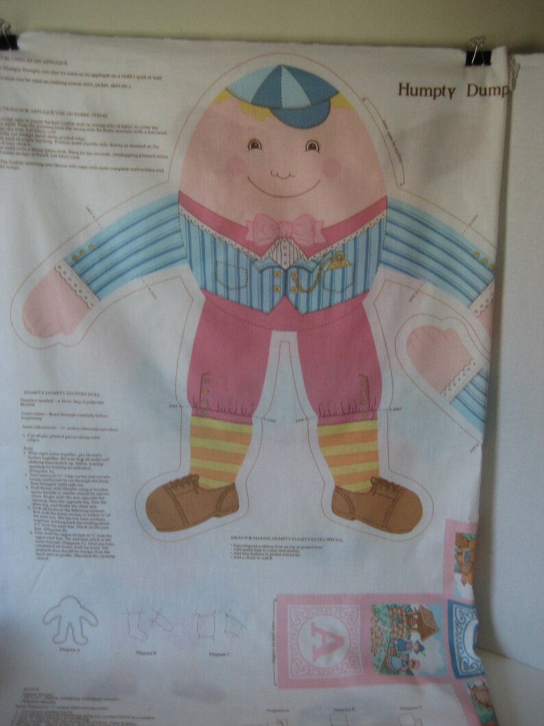 Vintage Cut & Sew Panel of Humpty Dumpty by Vip's Mother - Etsy