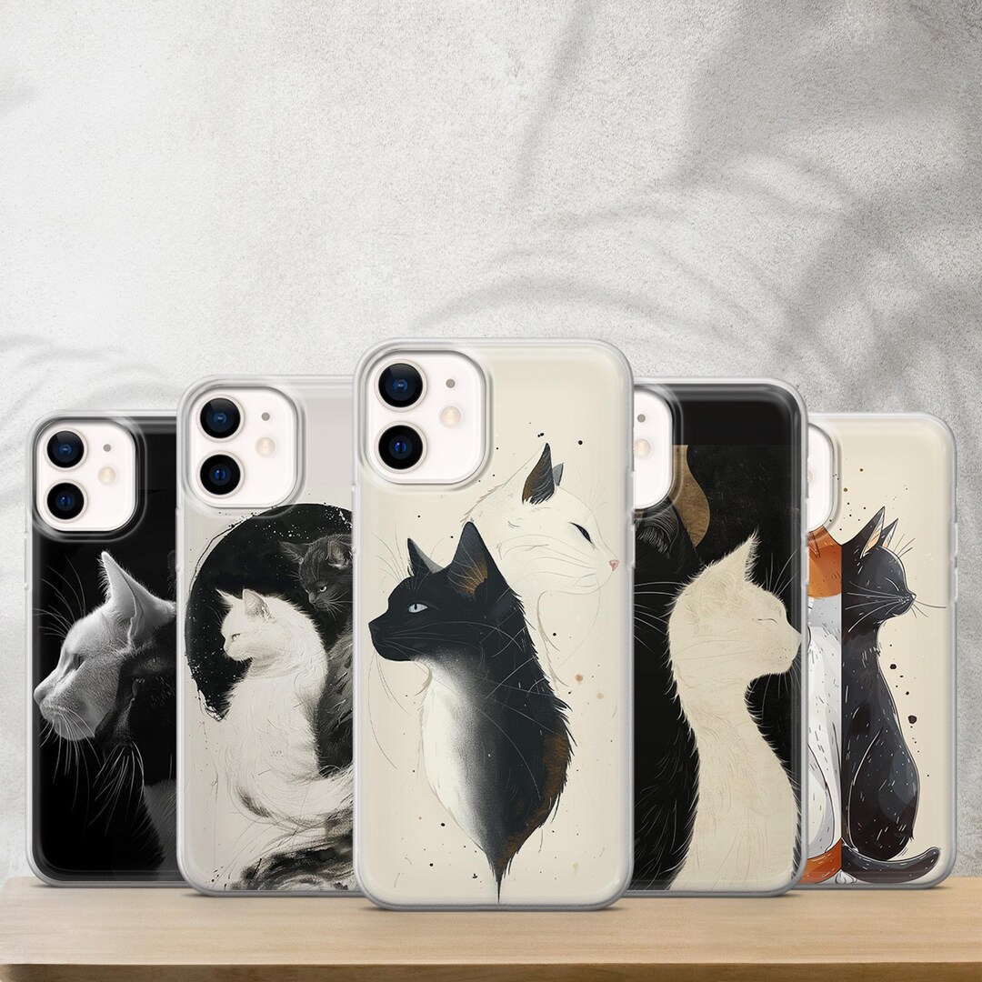 Opposites Yn and Yang Cat Phone Case Phone Cover, iPhone 16 Pro Max, 15 ...