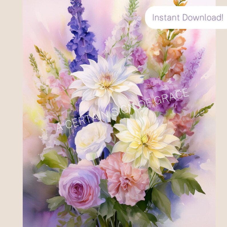 Wildflower Art | Watercolor | Digital Download | Digital Art | Floral ...