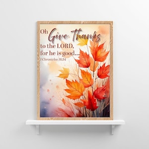 Give Thanks Bible Verse Digital Download Digital Art Autumn Decor ...