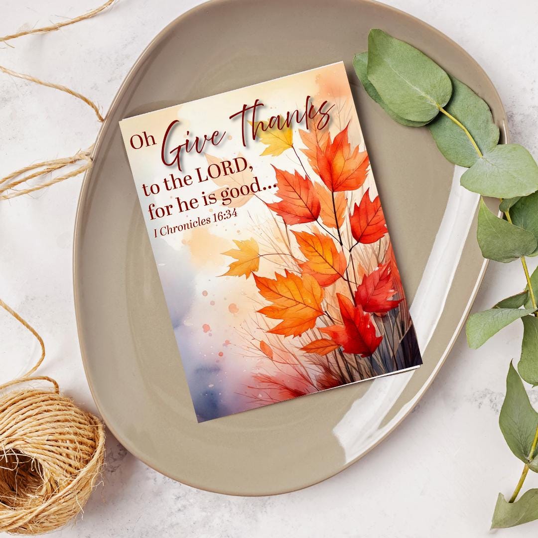 Give Thanks Bible Verse Digital Download Digital Art Autumn Decor ...