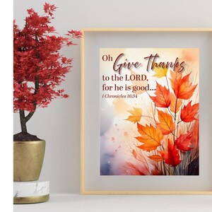 Give Thanks Bible Verse Digital Download Digital Art Autumn Decor ...