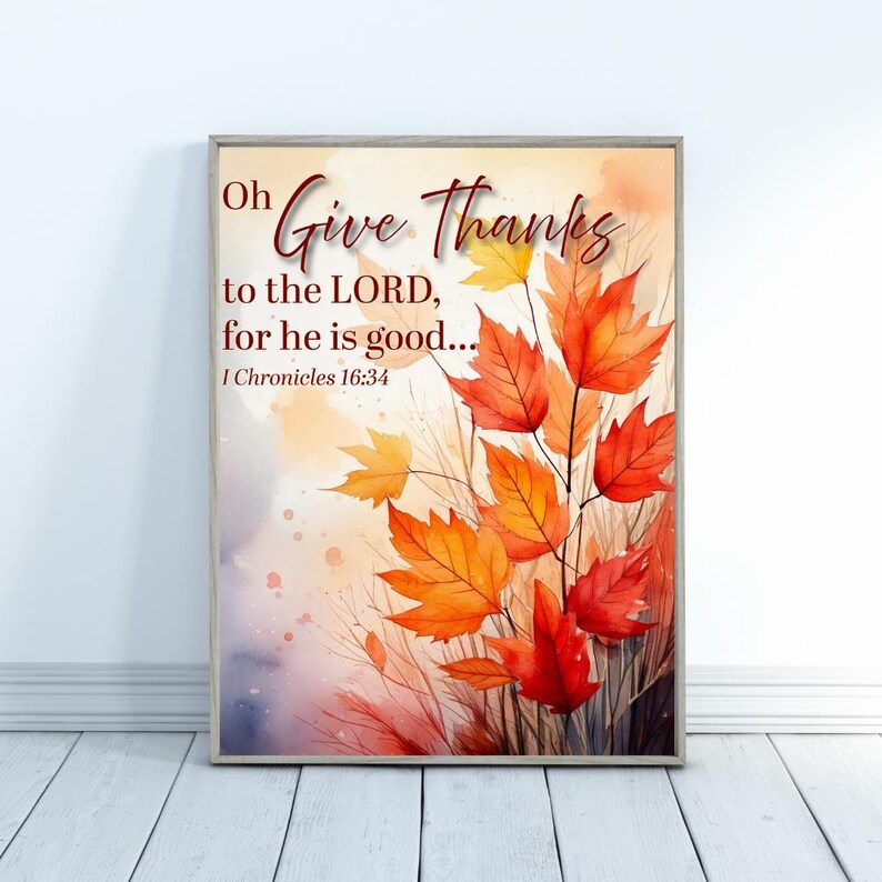 Give Thanks Bible Verse Digital Download Digital Art Autumn Decor ...
