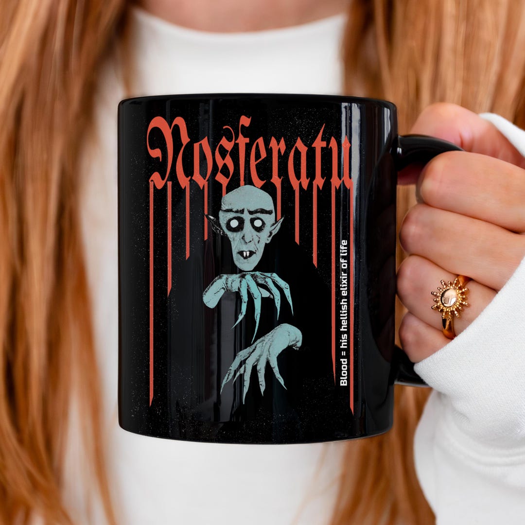 Funny Nosferatu Cat Mug, Vintage Goth Vampire Horror Movie Apparel ...