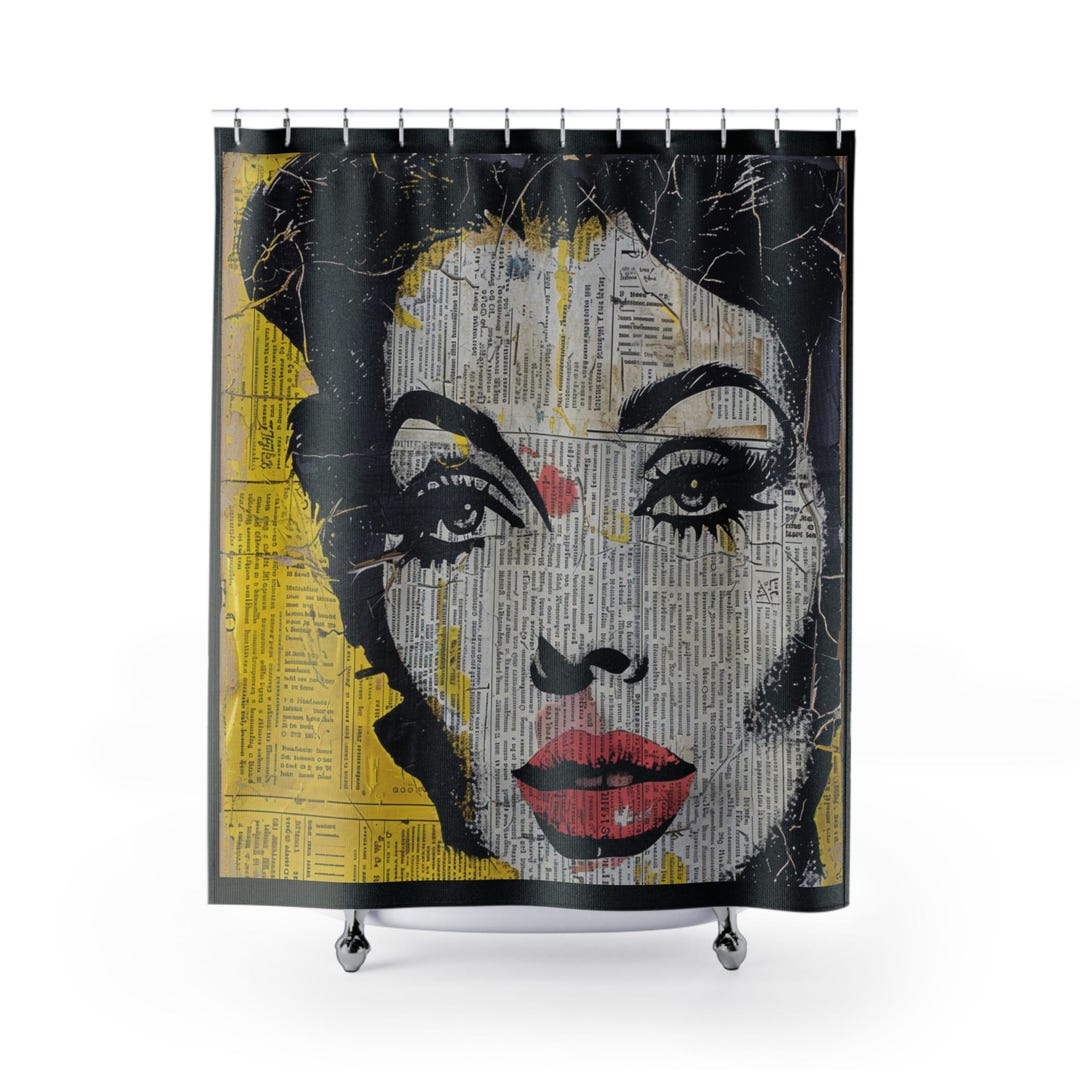 Pop Art Shower Curtain, Portrait Bath Curtain, Modern Bathroom Decor ...
