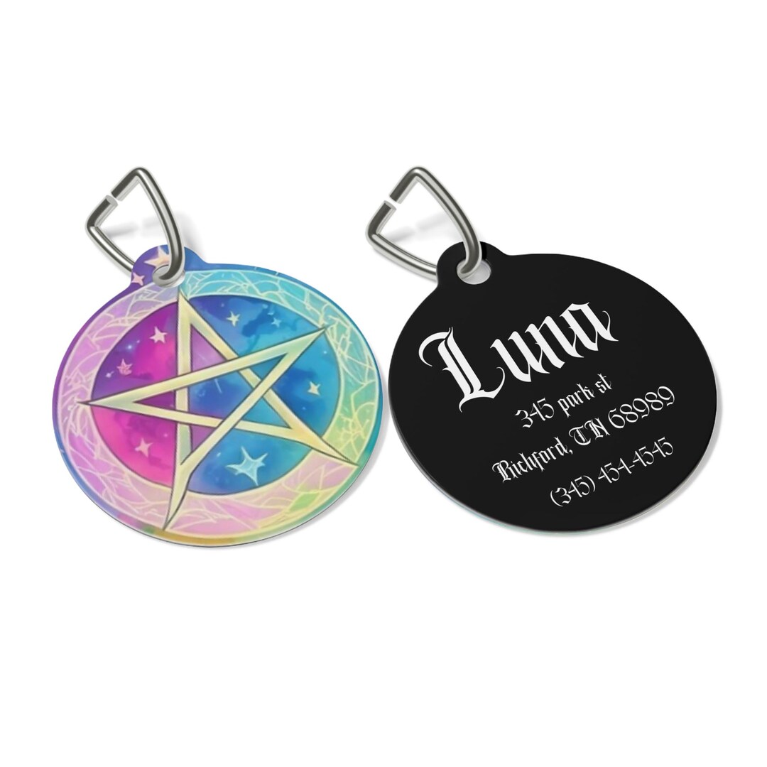 Pastel Custom Alt Pet ID Tag, Witchy Pet Tag, Pentagram, Heavy Metal ...