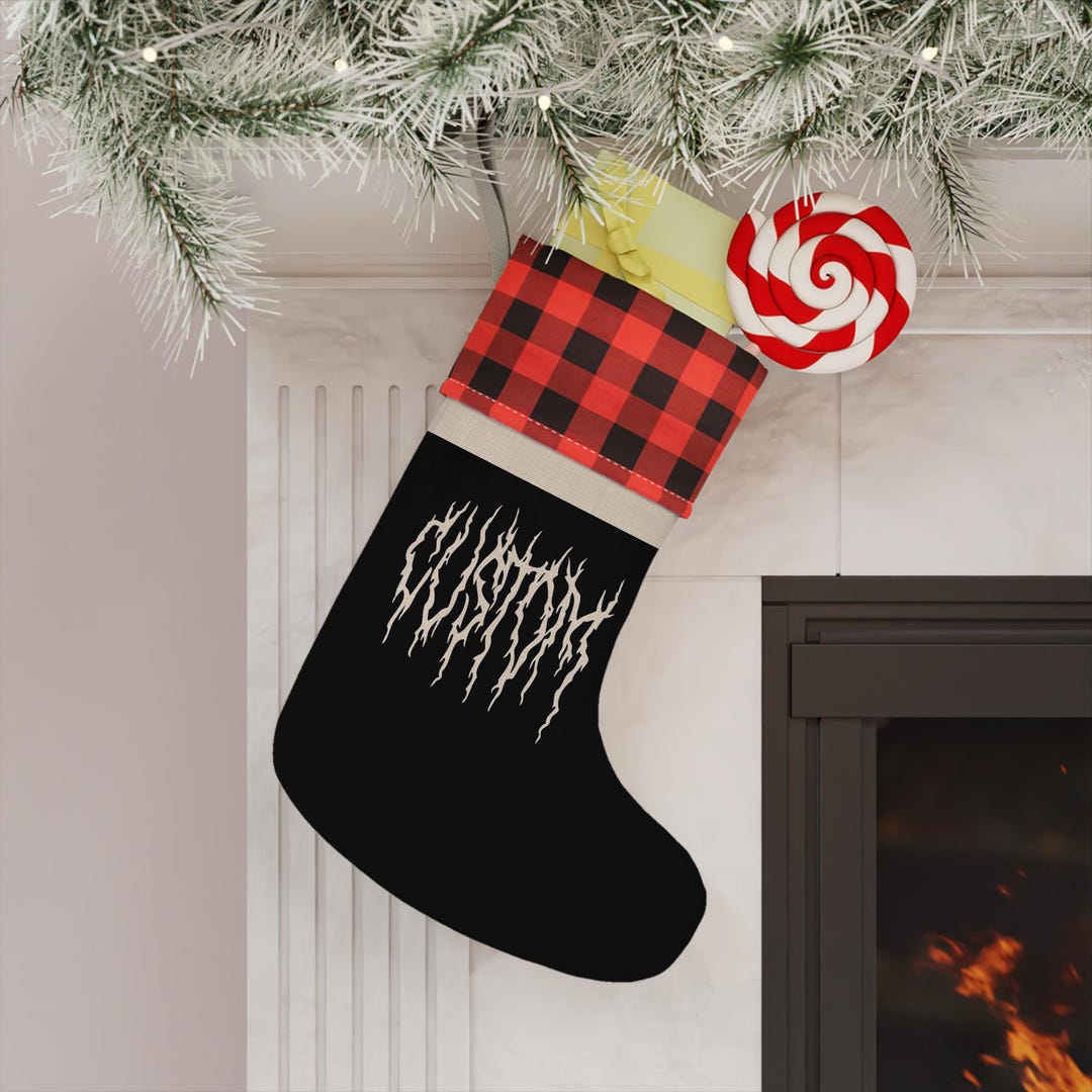 Personalized Heavy Metal Christmas Stocking, Flannel Christmas Stocking ...