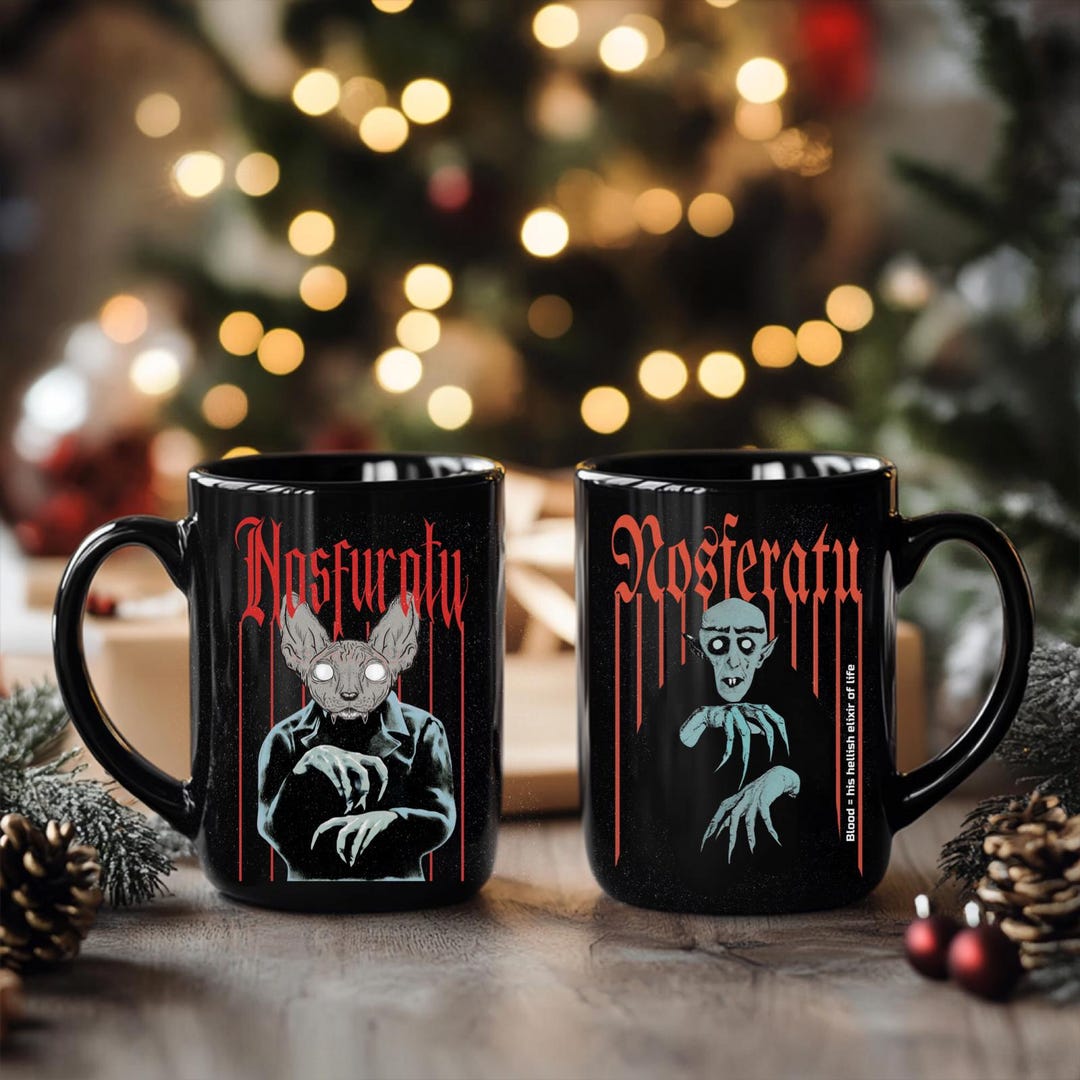 Funny Nosferatu Cat Mug, Vintage Goth Vampire Horror Movie Apparel ...