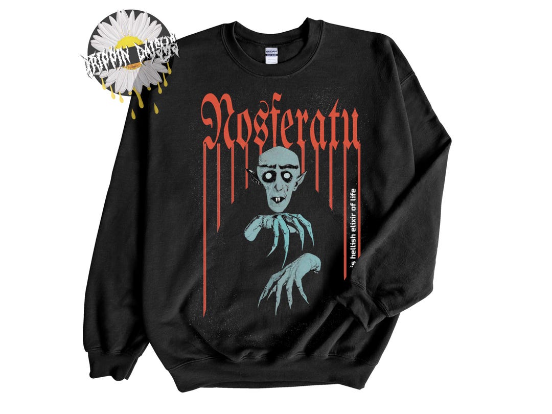 Nosferatu Oversized Graphic Sweatshirt, Black Metal, Vintage Goth ...