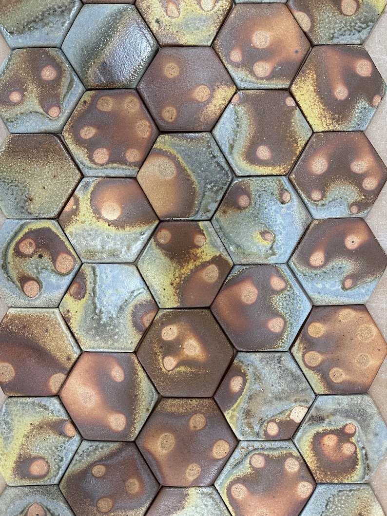 4”x4.5” Wood Fired Ceramic Hexagon Tile - Etsy