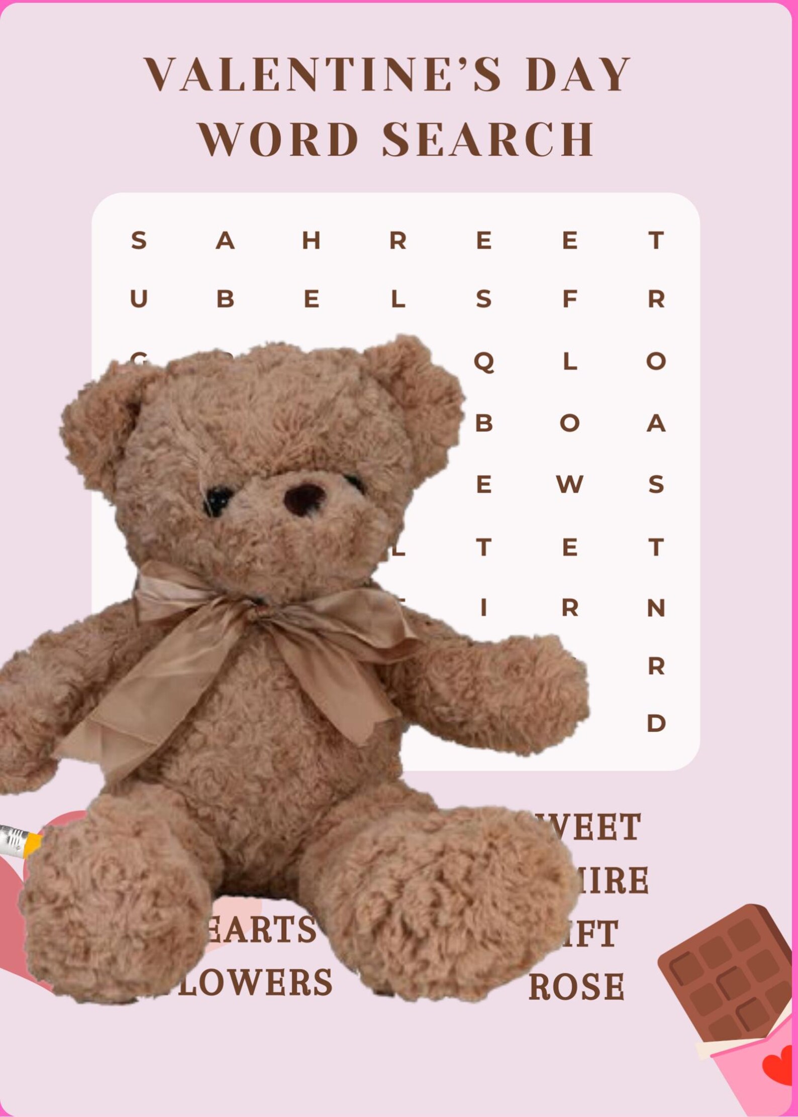 Valentine's Day Word Find Fun Activity Word Search Valentine's Party ...