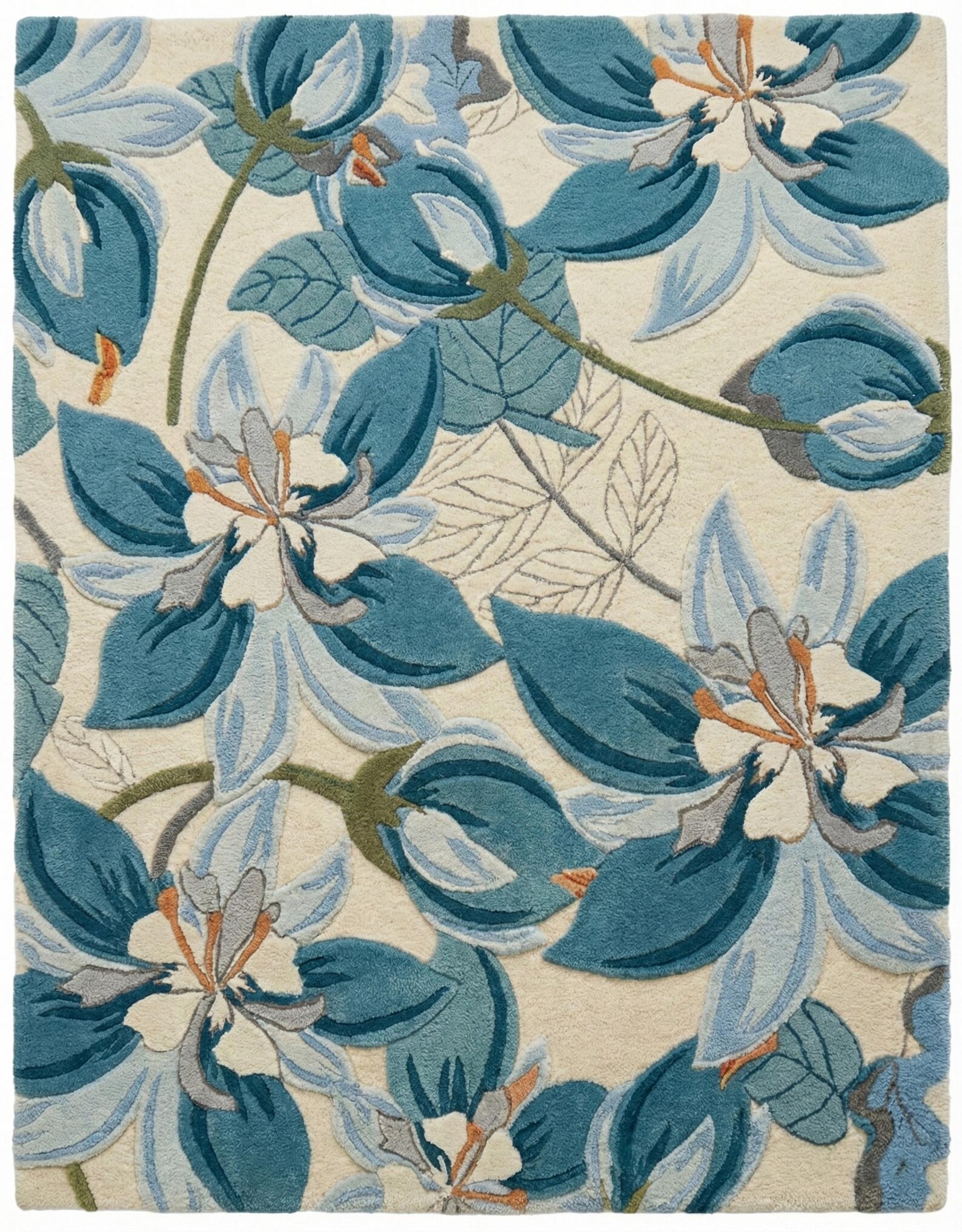 Azure Lily 3D Floral Rug - Hand-tufted Sculpted Botanical Area Rug ...