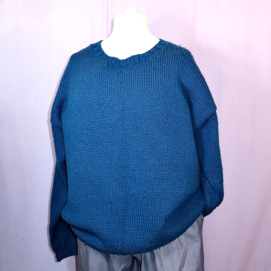 Blue Sweater Vintage Late 90s Gender Neutral Size Around 2XL Acrylic ...