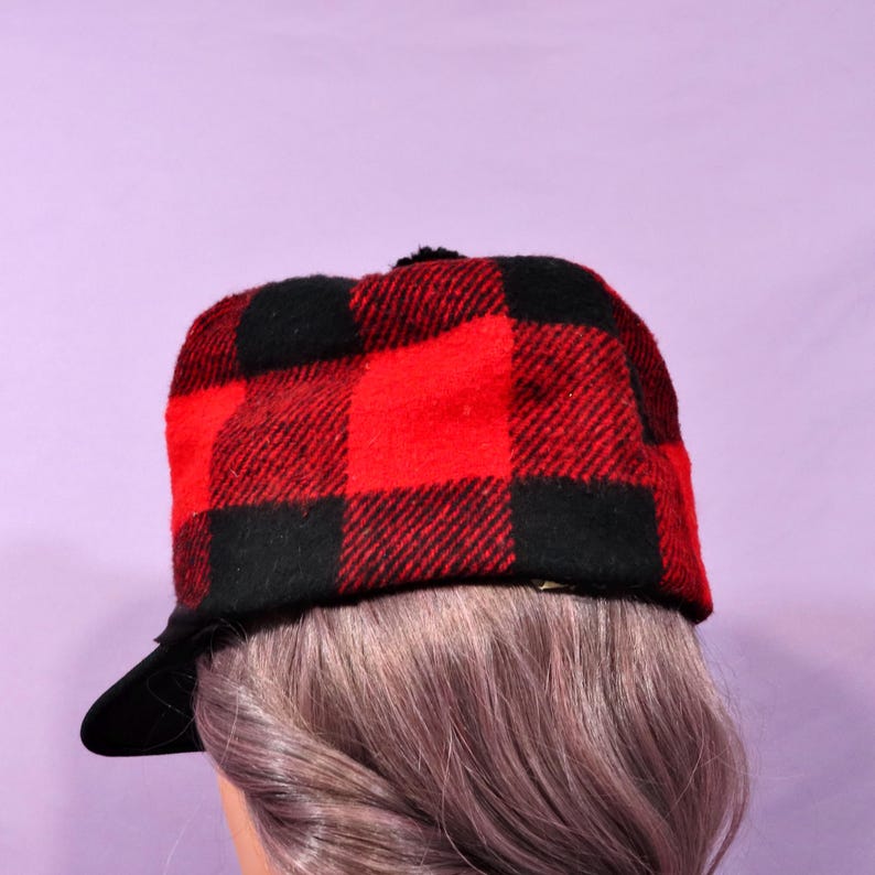Classic Hunting Hat Red Black Cap Check Wool Buffalo Plaid Flannel ...