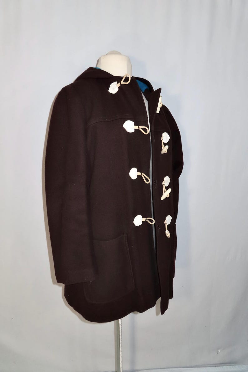 1970s Brown Coat W/hood and Toggles With Blue Faux Fur Lining Vintage ...