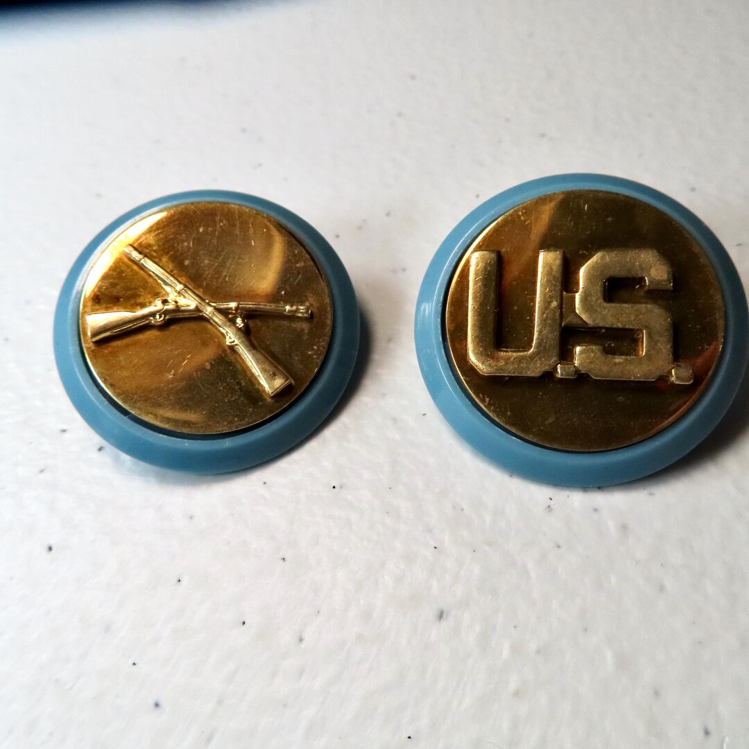 Vintage Army Collar Pin Pair 70s 60s 50s Uniform Military Militaria ...