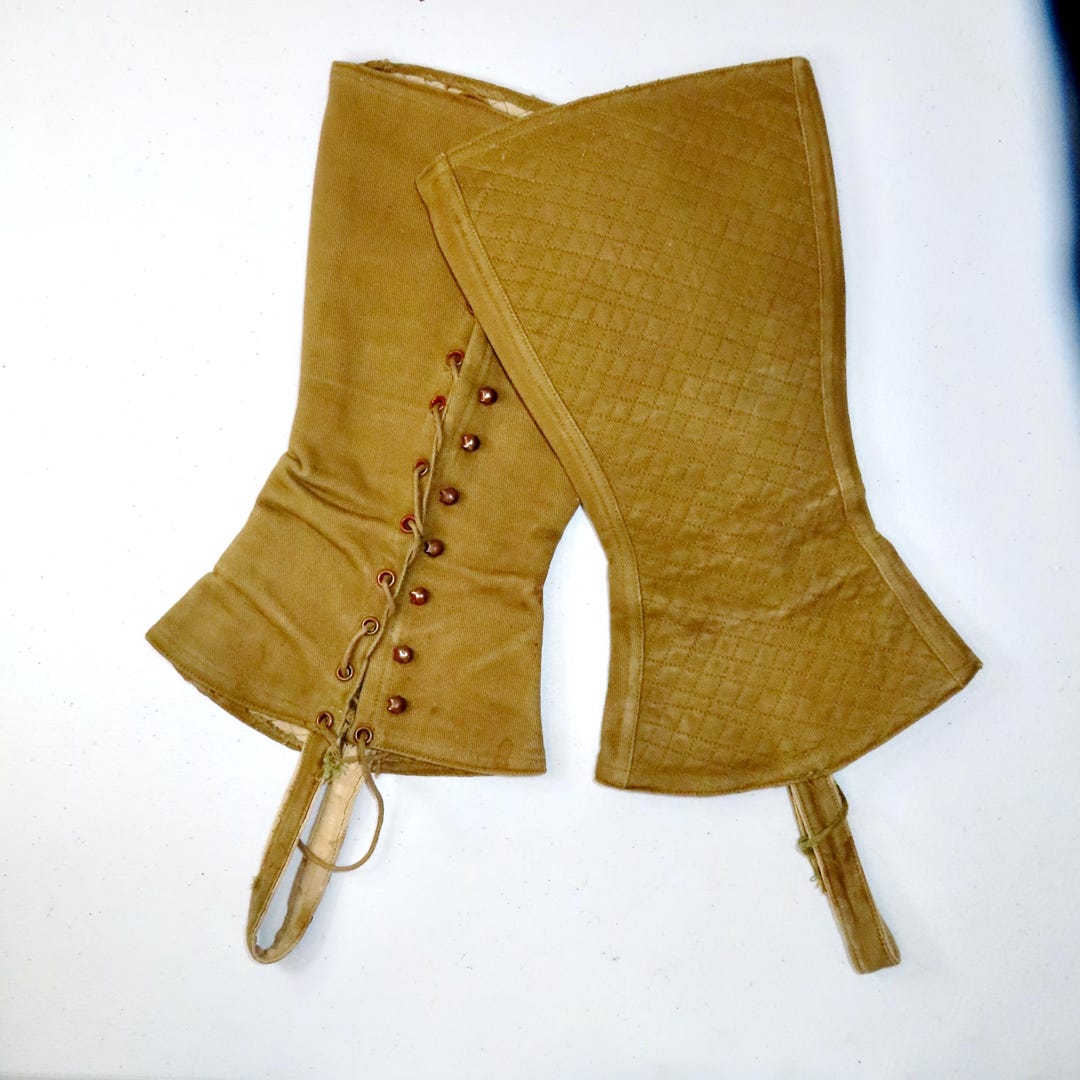 WWI Canvas Gaiters Leg Guards Antique Vintage Khaki Green Military ...