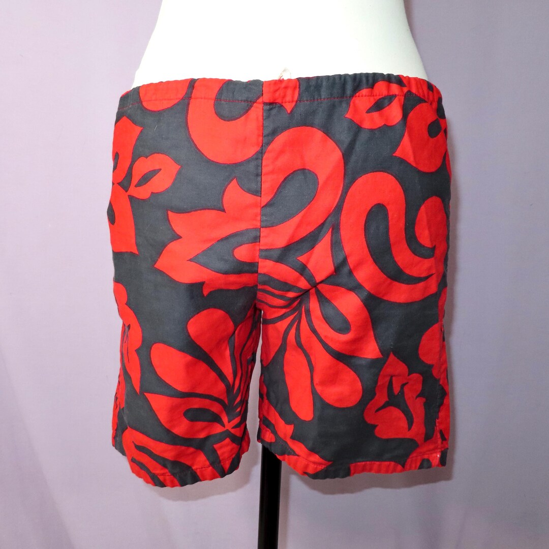 60s Jams Surf Line Swim Trunk Vintage Shorts Hawaii Swimwear Red Navy ...