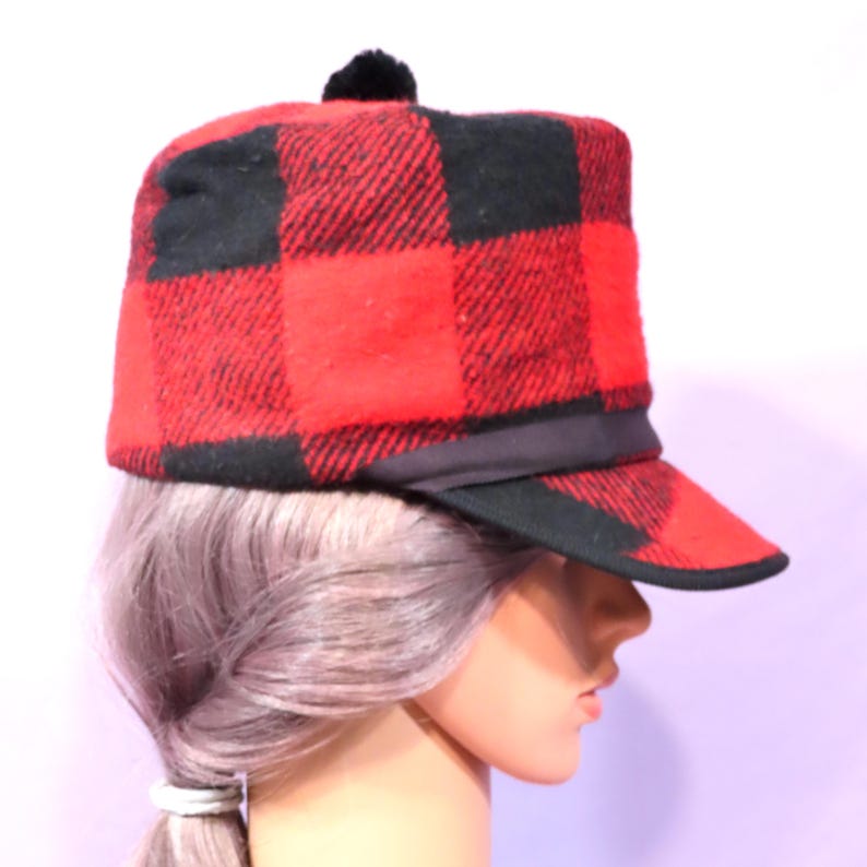 Classic Hunting Hat Red Black Cap Check Wool Buffalo Plaid Flannel ...
