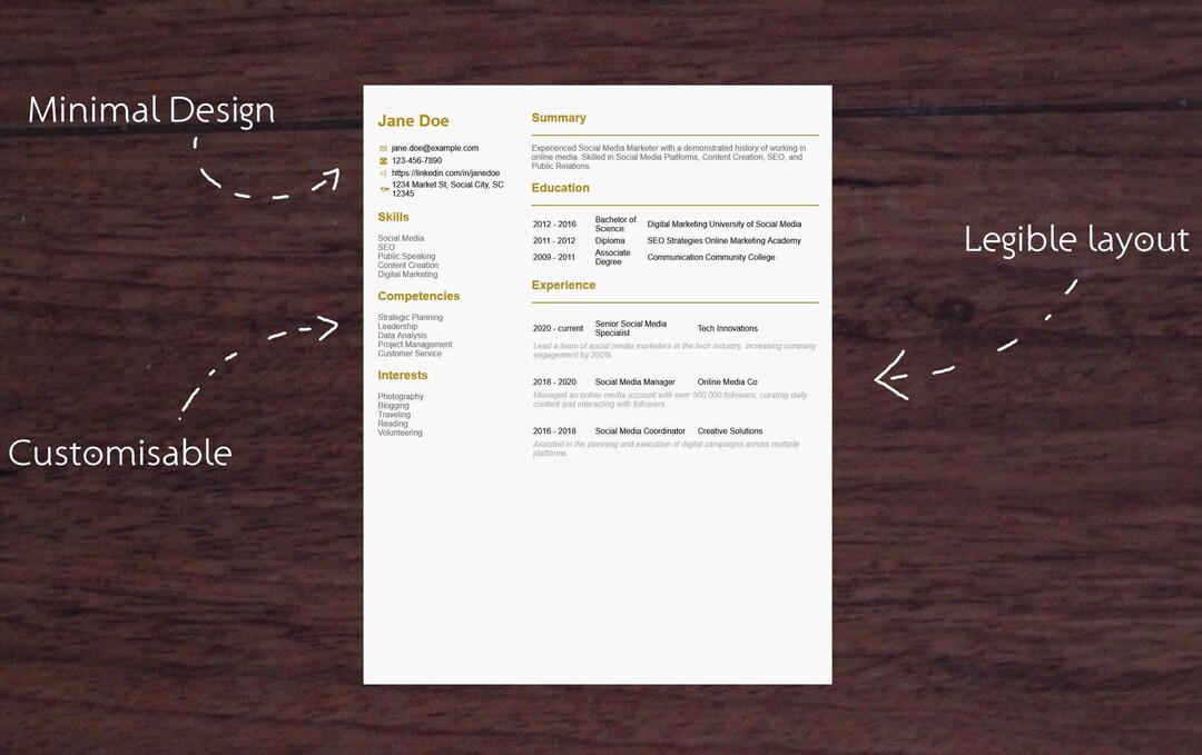 Editable HTML Resume Template - Instant Digital Download - Customizable ...