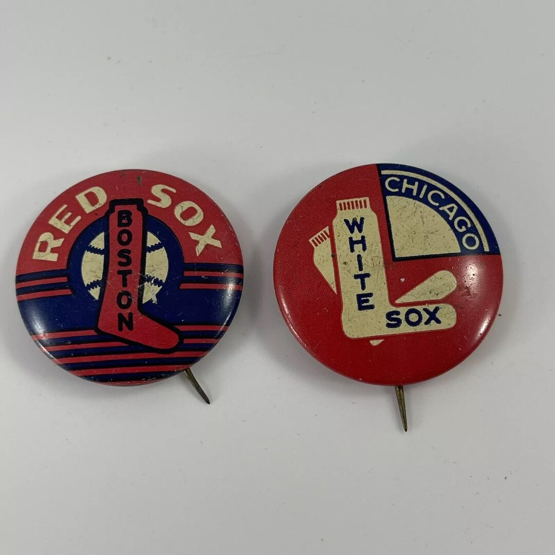 Vintage 1950s Chicago White Sox & Boston Red Sox Baseball Pinback ...
